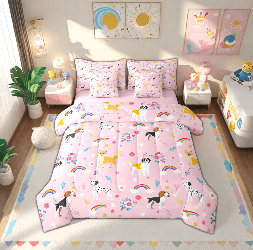 Manfei Pet Dogs 7pcs Bedding Comforter Set,Pet Lover Queen Bedding Sets ...