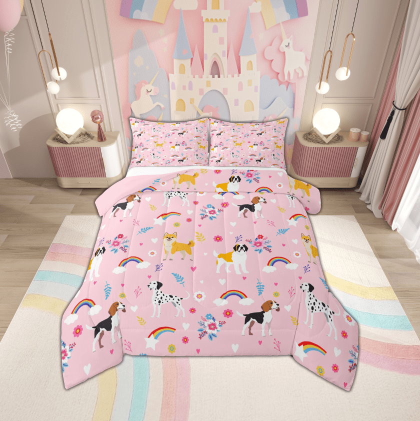 Manfei Pet Dogs Queen Comforter Set,Pet Lover Bedding Sets,Cartoon ...