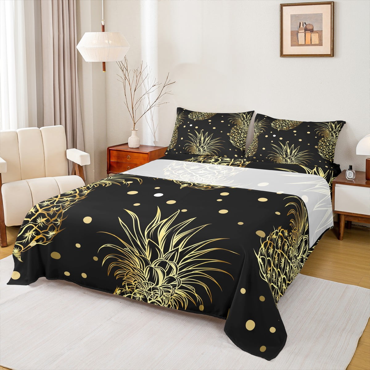 Feelyou Pineapple Bed Sheets for Child, Cartoon Fruit King Sheets, Chic Dots Sheet Set ...