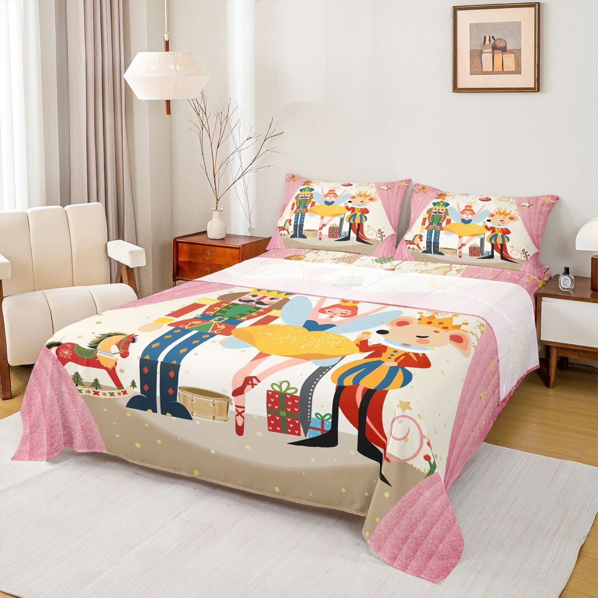 Homewish Pink Ballet Princess Full Size Sheets for Kids, Royal ...