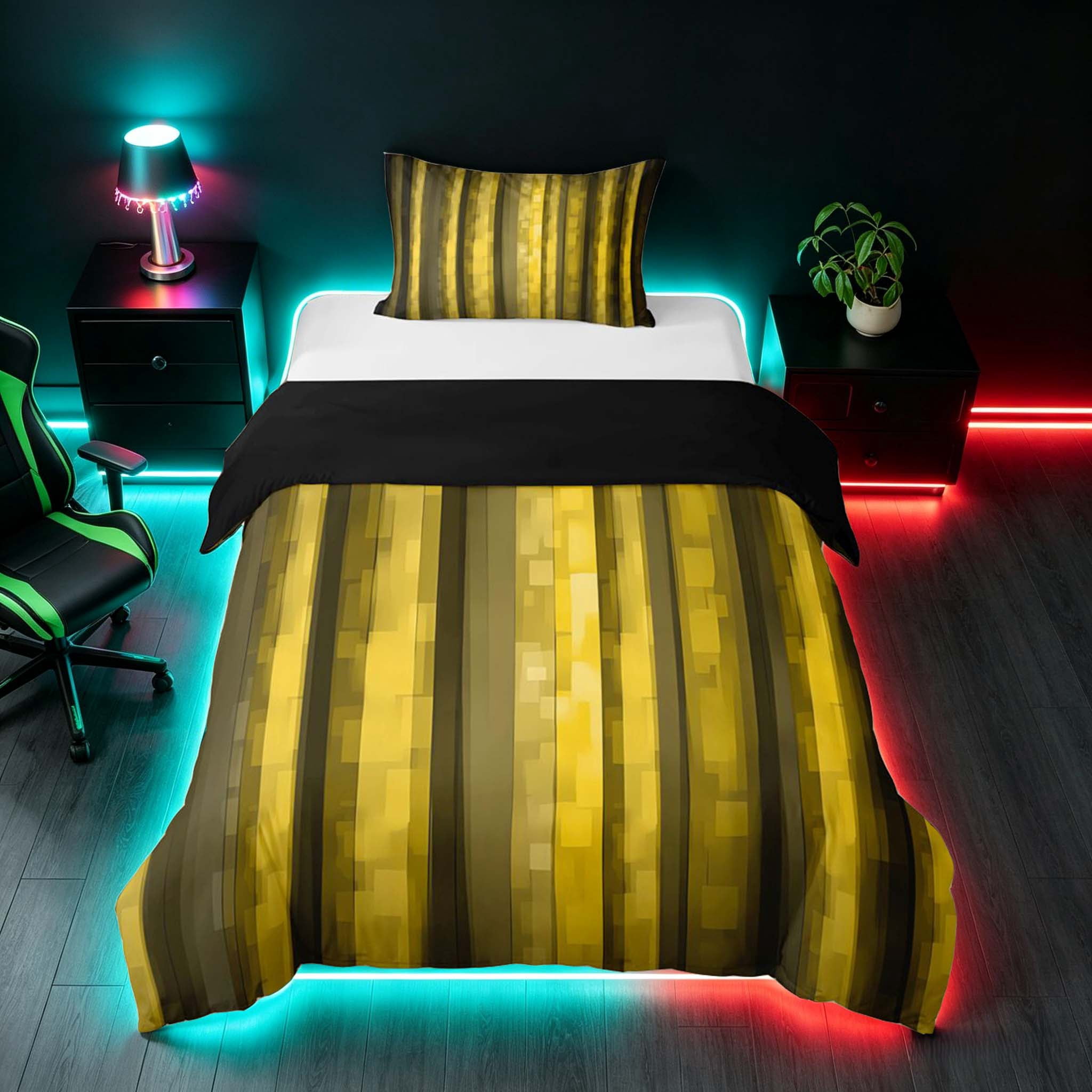 Manfei Pixel Vertical Streak Twin Duvet Cover, Yellow Block Twin ...