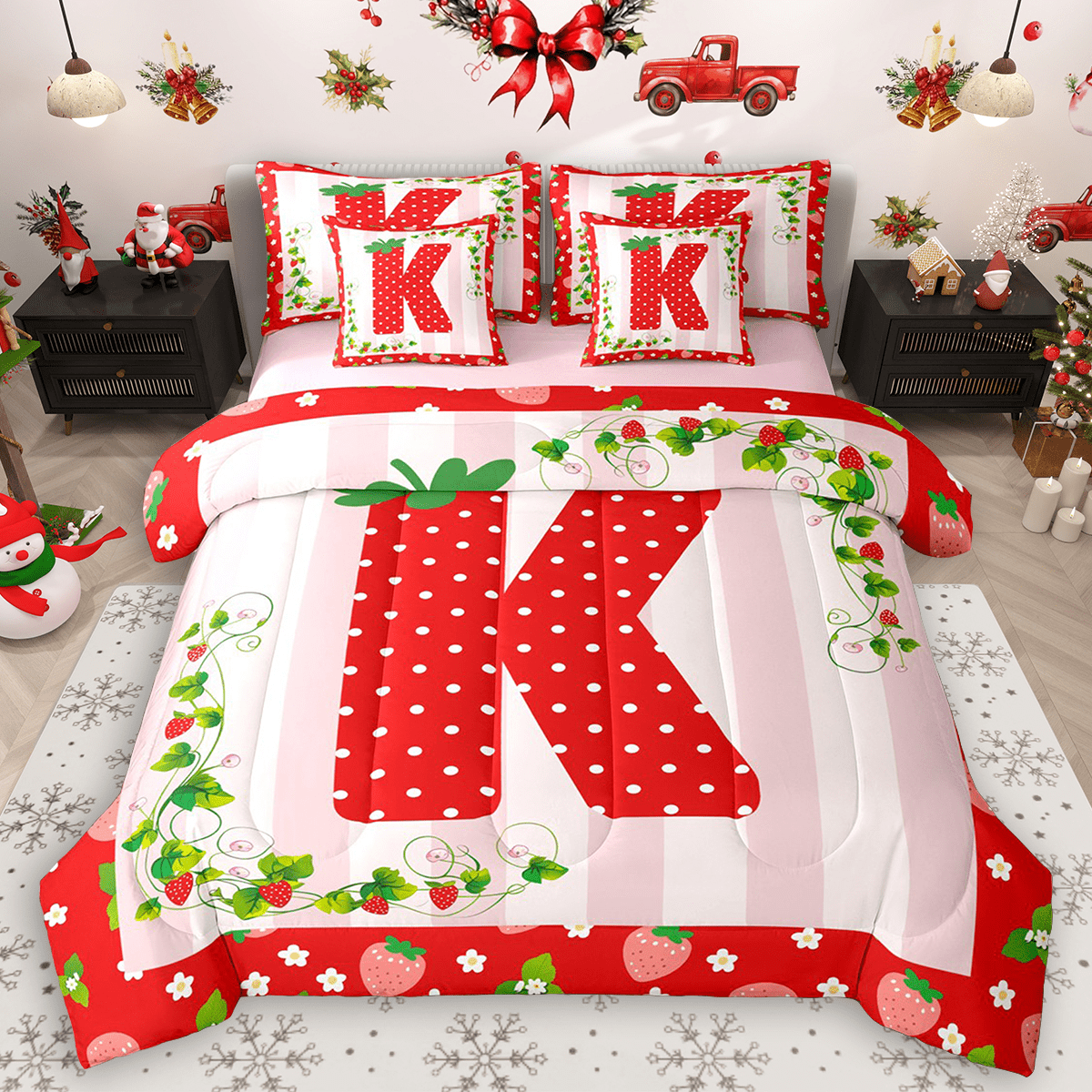 Manfei Polka Dots Letter K Bedding Comforter Set 7-Piece for Girls ...