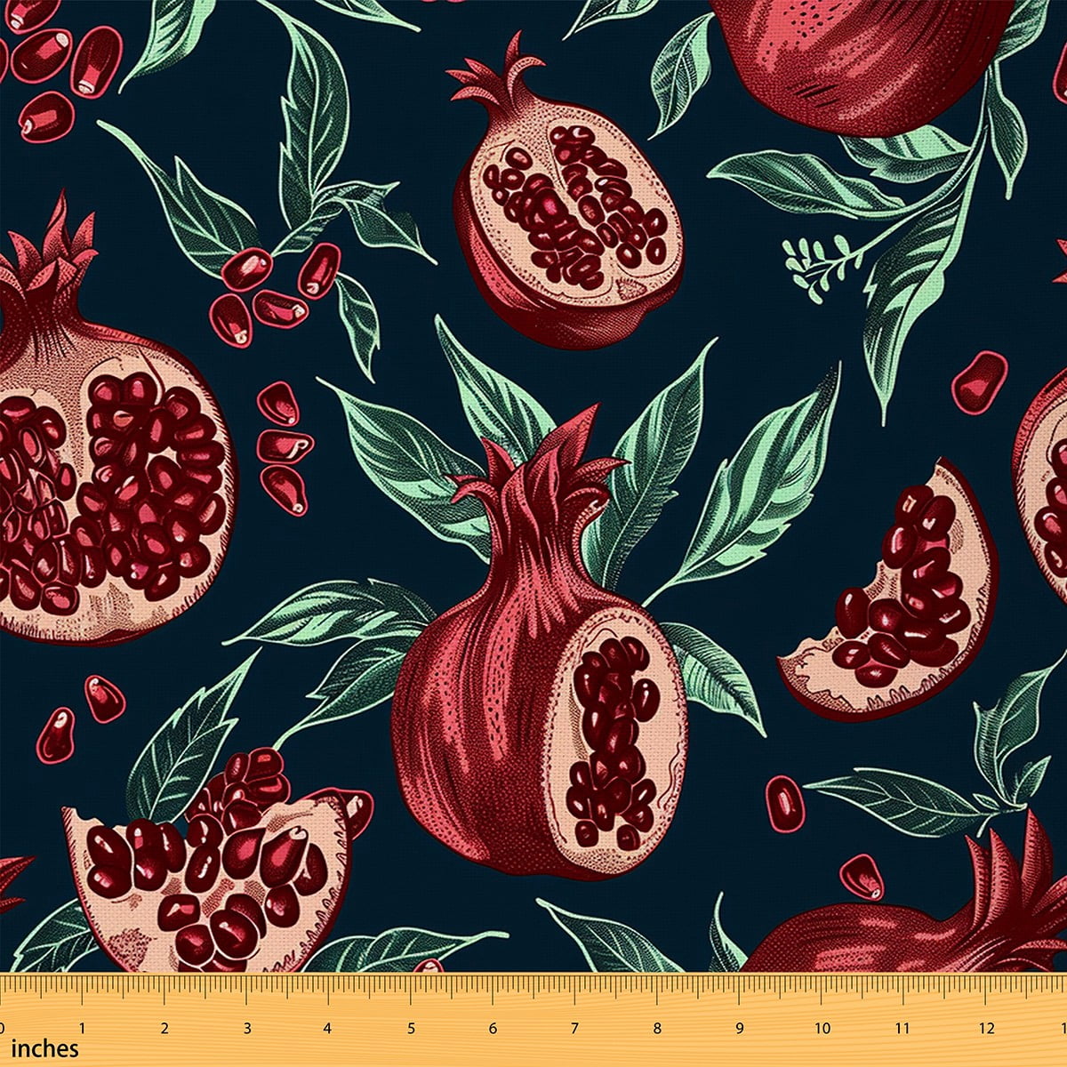 Manfei Pomegranate Fabric by the Yard (2 Yards), Red Fruit Decorative ...