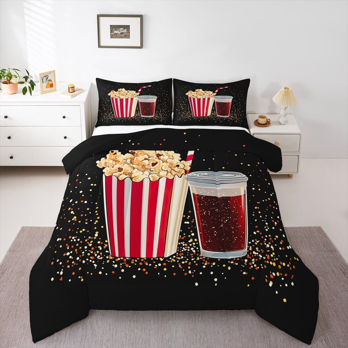 Manfei Popcorn Bedding Comforter Set,Drinks Cola Twin Comforter Sets ...