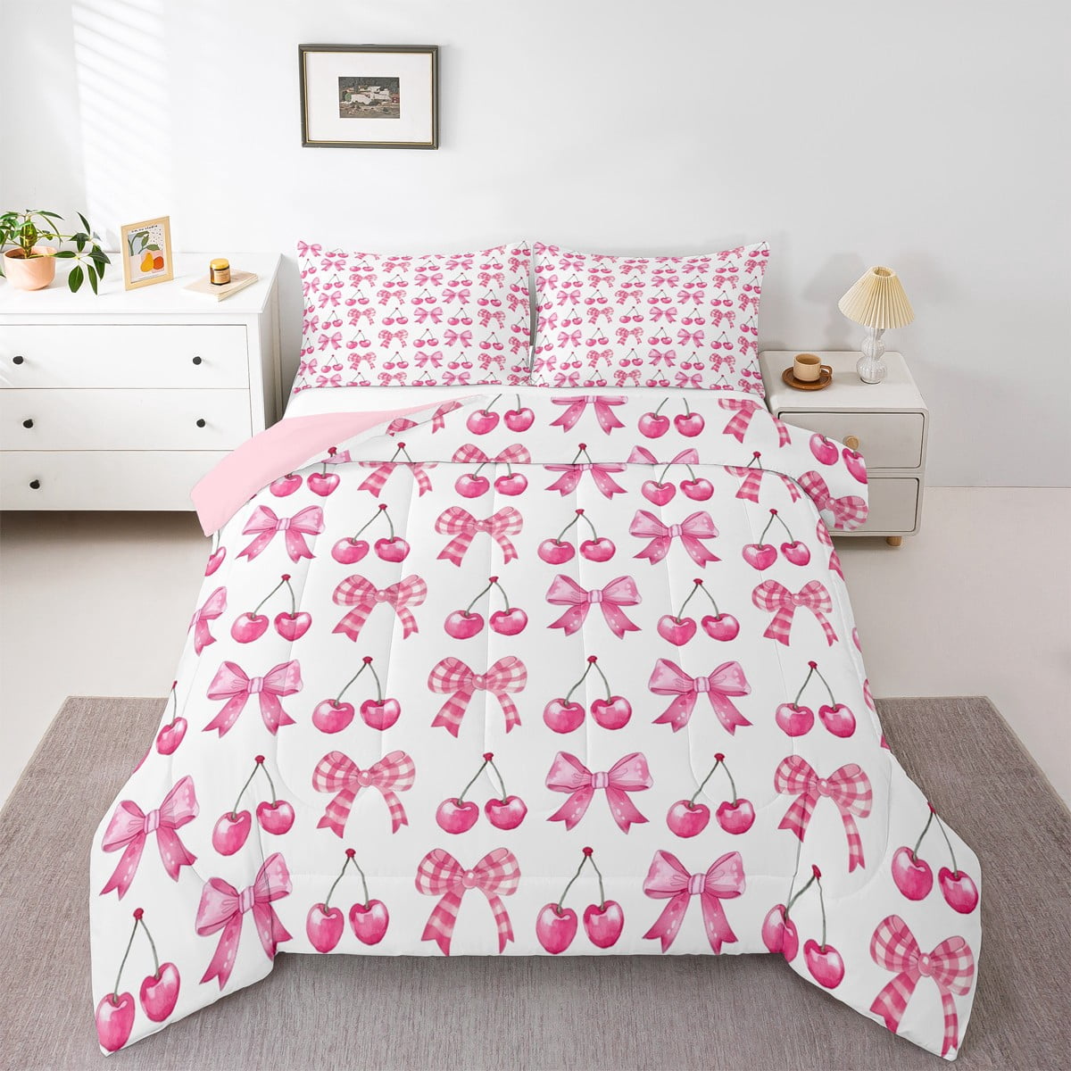 Manfei Princess Dreamy Bow Full Size Comforter Sets for Kid, Cartoon ...