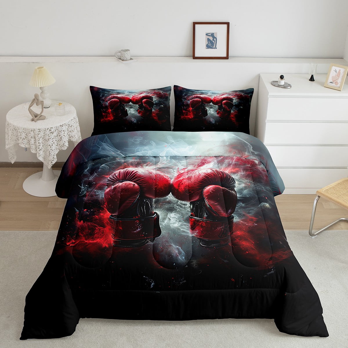 Manfei Pugilism Gloves Bedding Comforter Set,Sports Game Twin Comforter ...