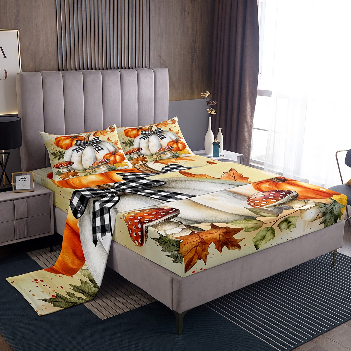 Manfei Pumpkin Mushroom Bed Sheets,Cartoon Bowknot Bow King Sheets ...