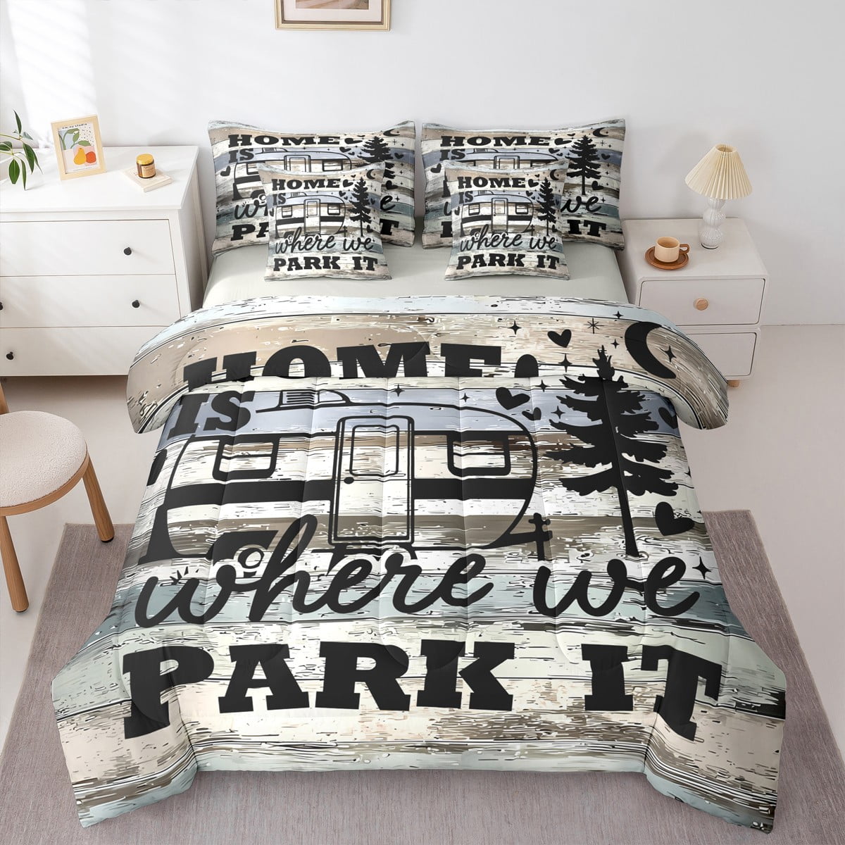 Manfei RV Car Bedding Comforter Set 7 Pieces for Teens Boys Girls,Happy ...