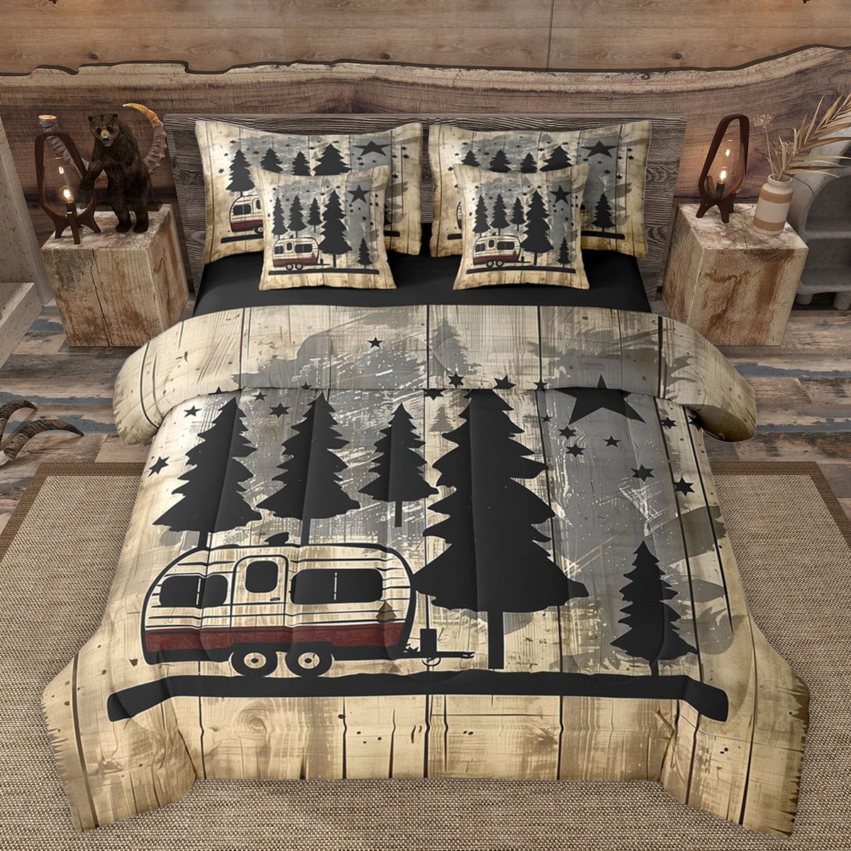 Manfei RV Car Bedding Comforter Set 7 Pieces for Teens Boys Girls,Happy ...