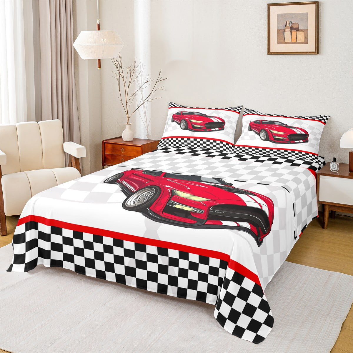 Manfei Race Car Bed Sheets,Speed Extreme Sport King Sheets,Classic ...