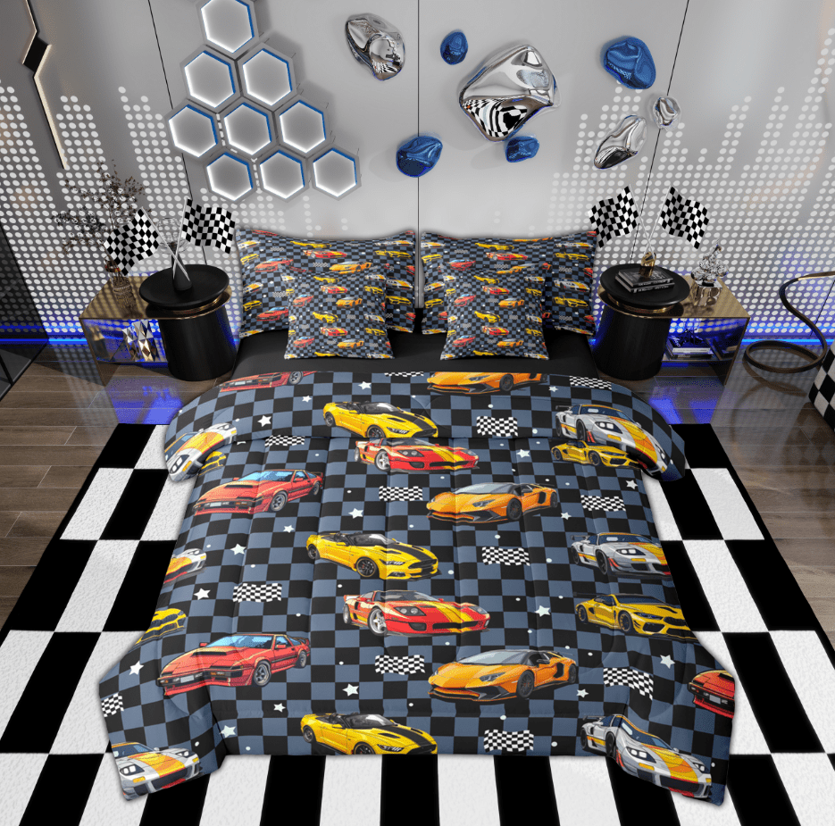 Manfei Racing Car Sprots Twin Bedding Sets 7-Piece, Cartoon Boys ...