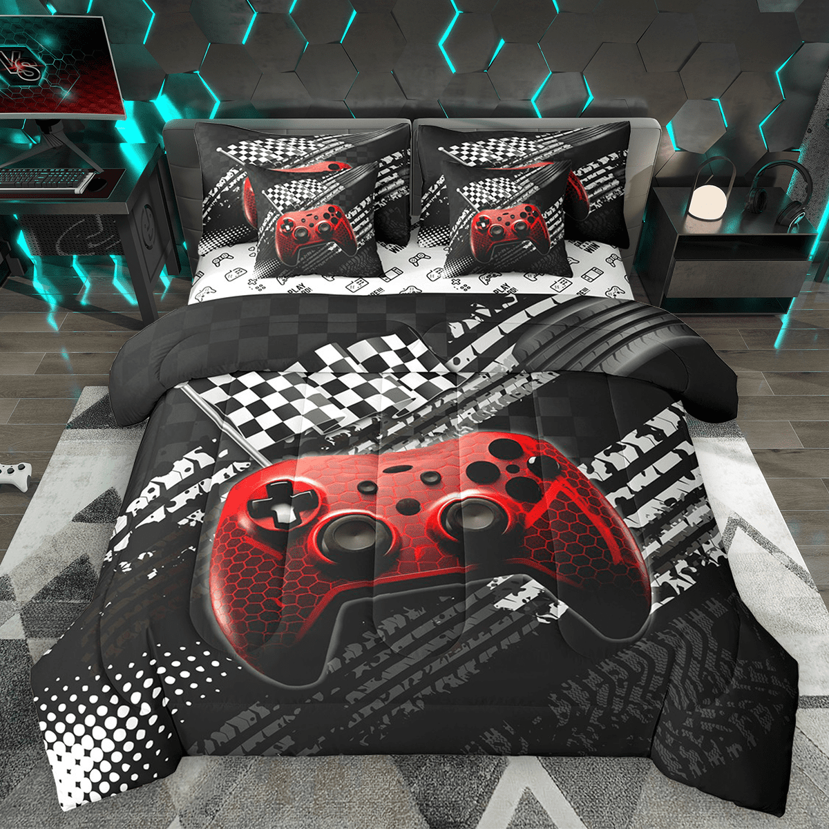 Manfei Red Game Controller Bedding Comforter Set 7-Piece for Boys ...