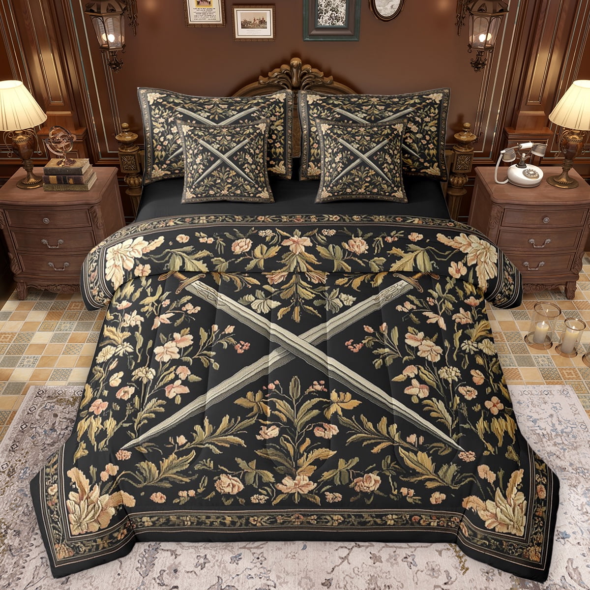 Manfei Retro Rustic Flower 7-Piece Twin Bedding Sets,Country Floral ...