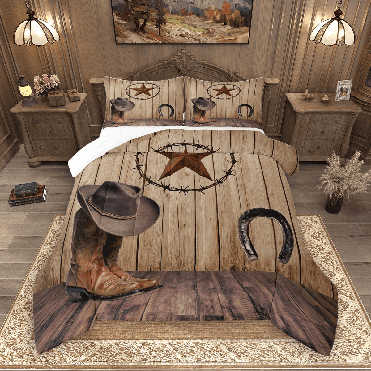 Manfei Retro Star Bedding Comforter Set 2pcs, Southwestern Cowboy Twin ...