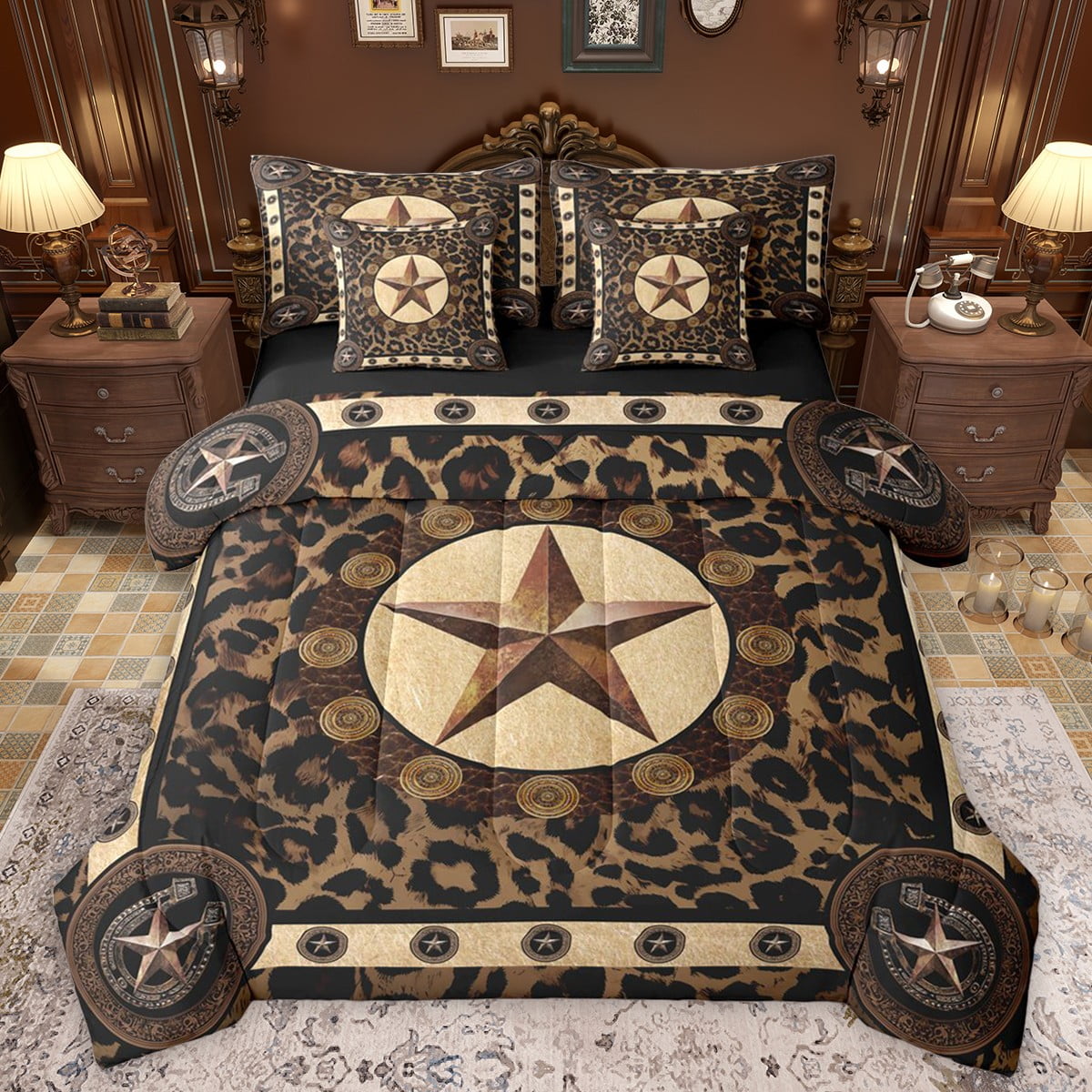 Manfei Retro Texas Star Bedding Comforter Set 7pcs for Female Men ...