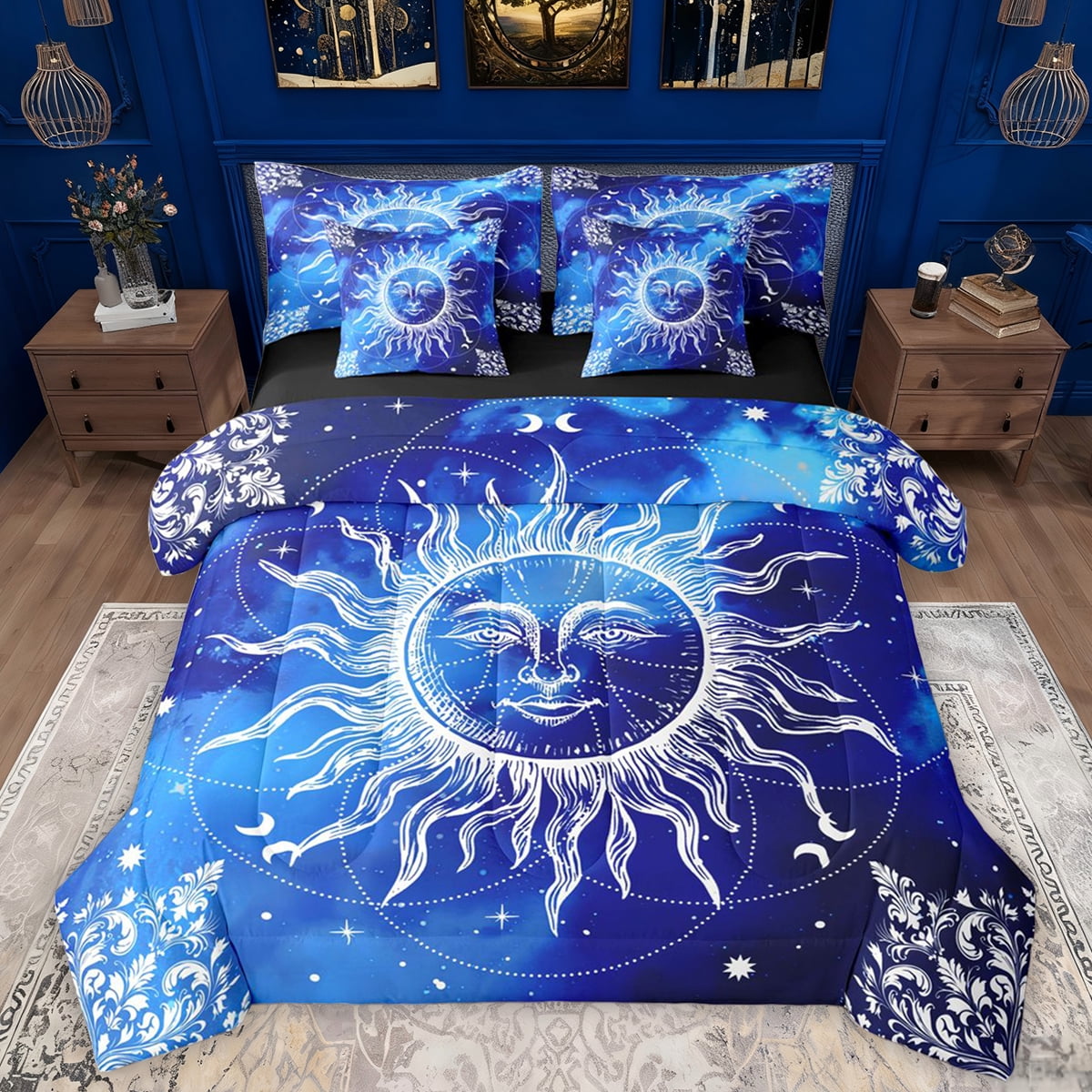 Manfei Retro Victorian Floral 7pcs Bedding Comforter Set,Retro Exotic ...