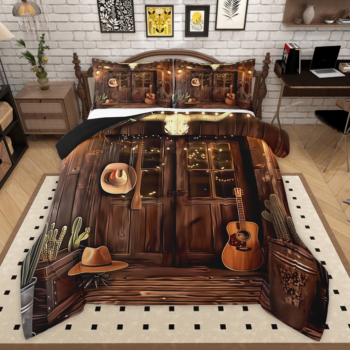 Manfei Retro Western Cowboy 3-Piece Full Size Comforter Sets for Boys ...