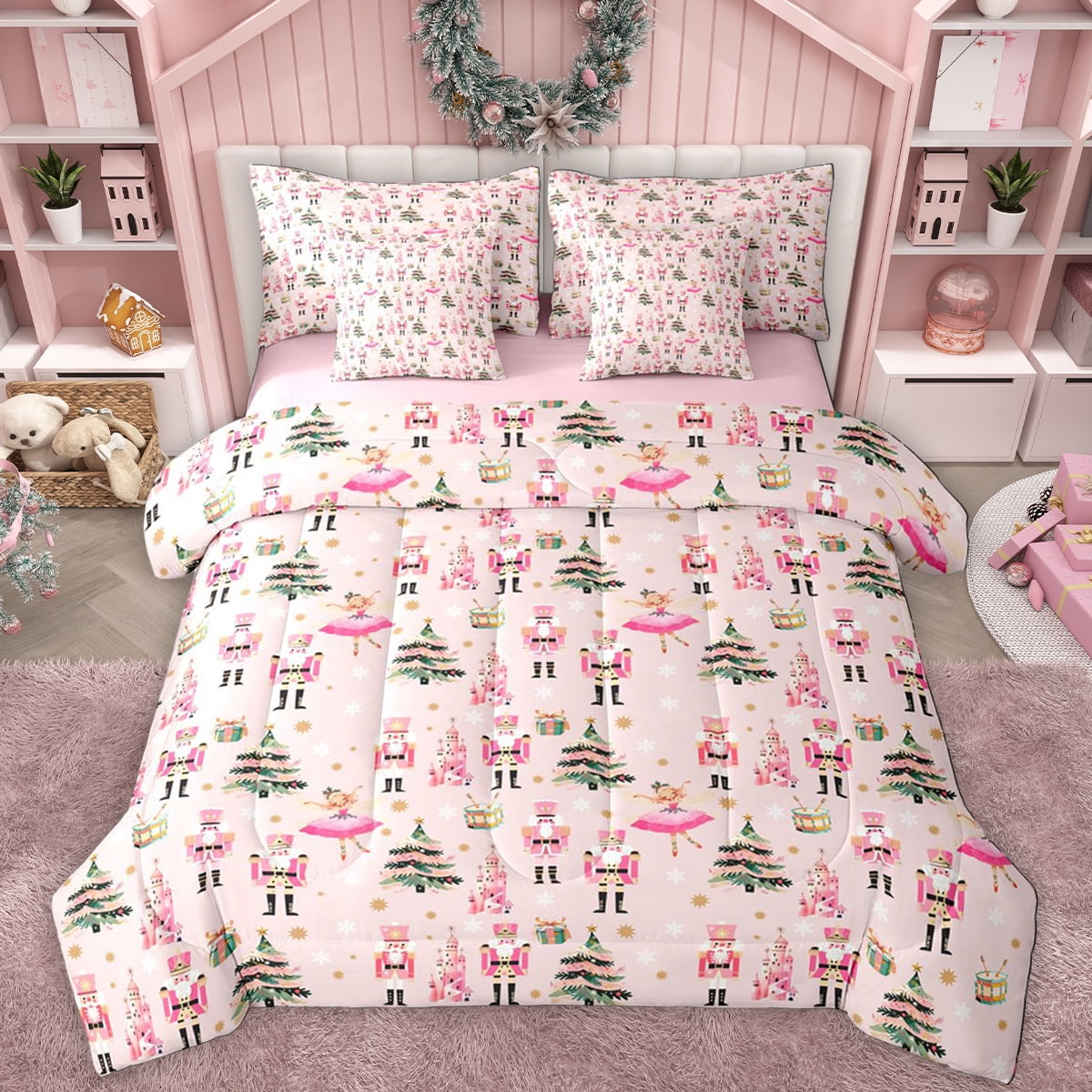 Manfei Retro Xmas Nutcracker 7pcs Bedding Comforter Set,Ballet Dancer ...