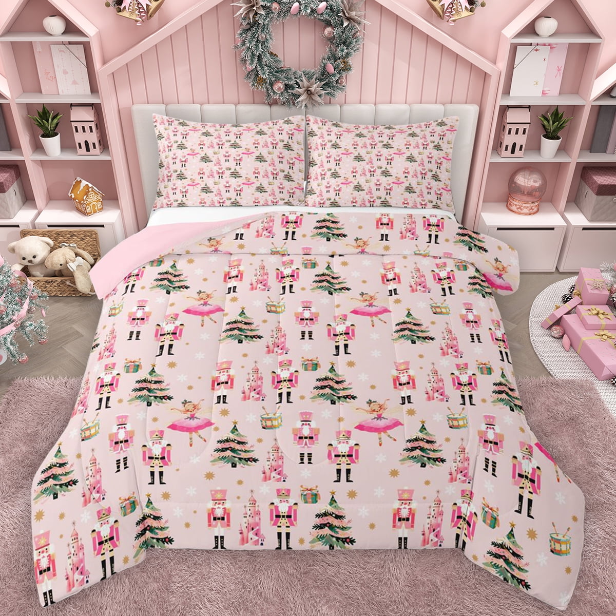 Manfei Retro Xmas Nutcracker Queen Comforter Set,Ballet Dancer Bedding ...