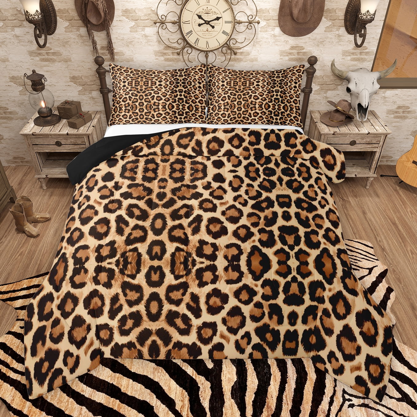 Manfei Romantic Cheetah Print Full Size Comforter Sets for Adult ...