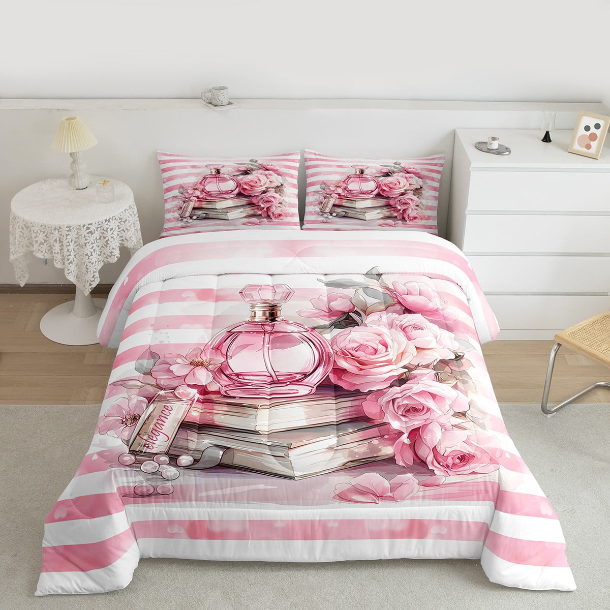 Manfei Romantic Flower Rose Bedding Comforter Set,Chic Women Perfume ...