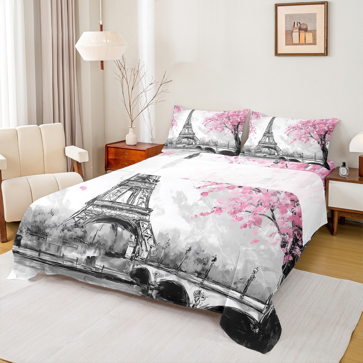 Manfei Romantic Oil Printing Full Size Sheets, Eiffel Tower Bed Sheets ...