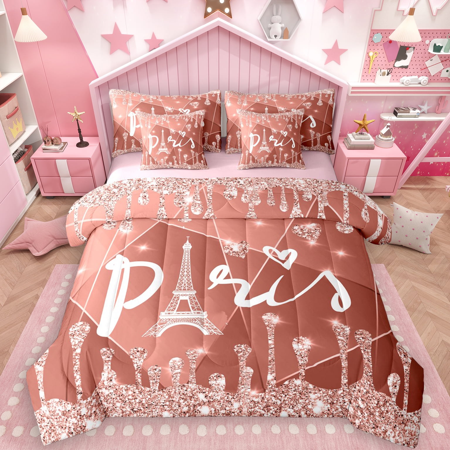 Manfei Romantic Valentines Day 7 Pieces Bedding Comforter Set, Glitter ...