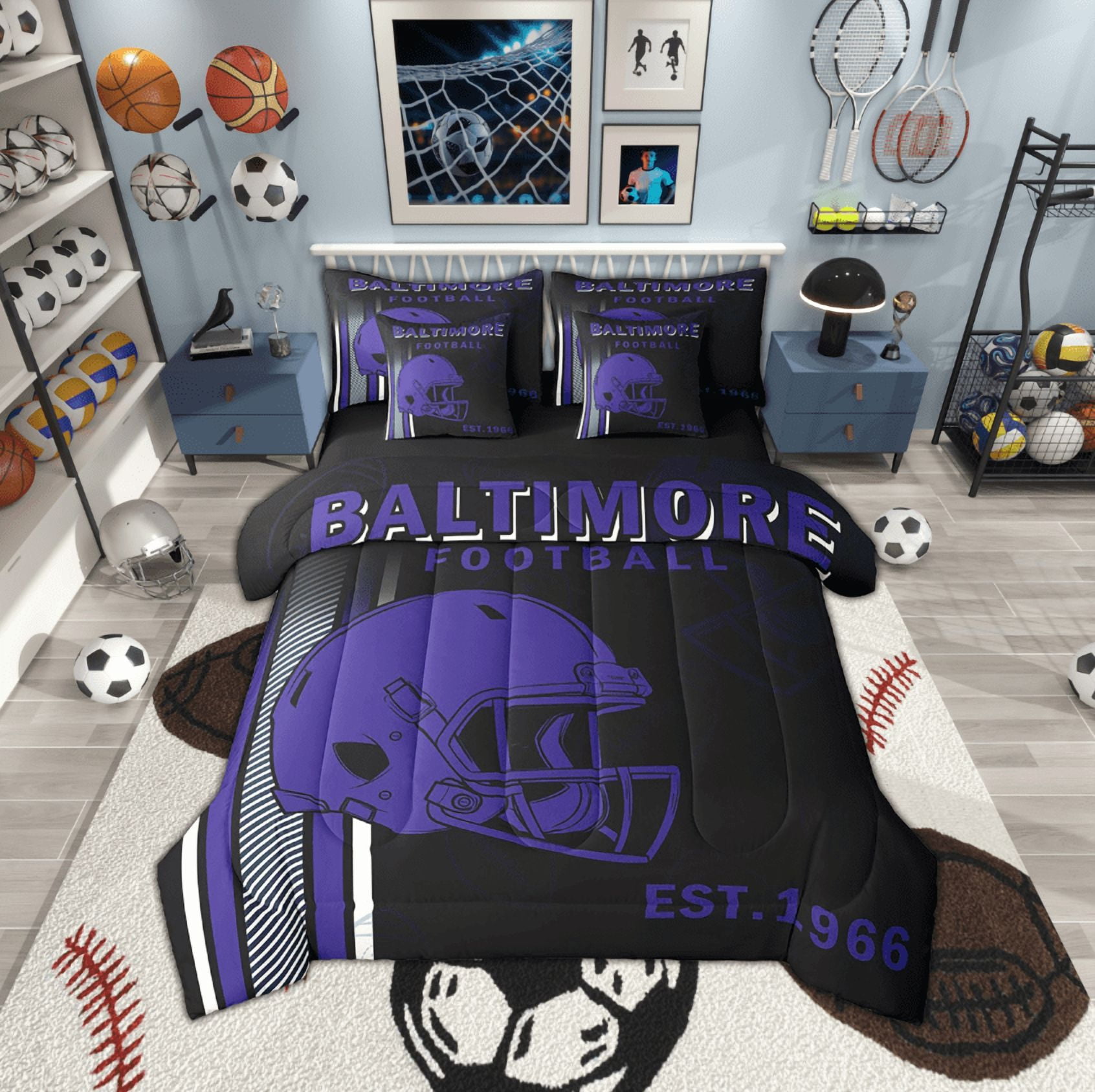 Manfei Rugby City Twin Bedding Sets 7-Piece,Sports Theme Bedding ...