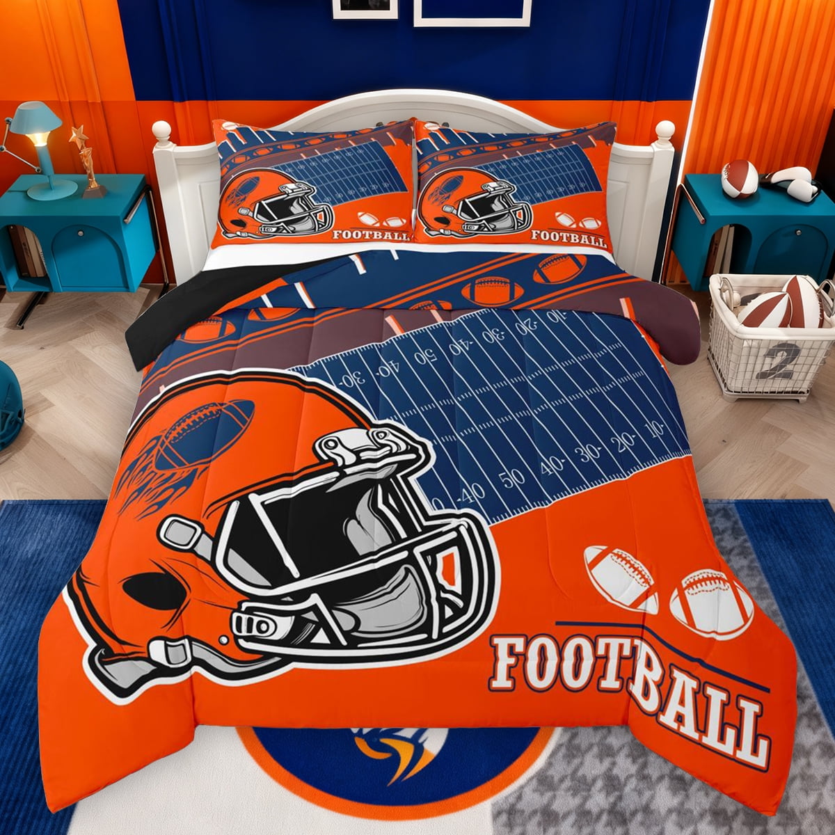 Manfei Rugby Football Sport Bedding Comforter Set,Ball Game Gaming Twin ...
