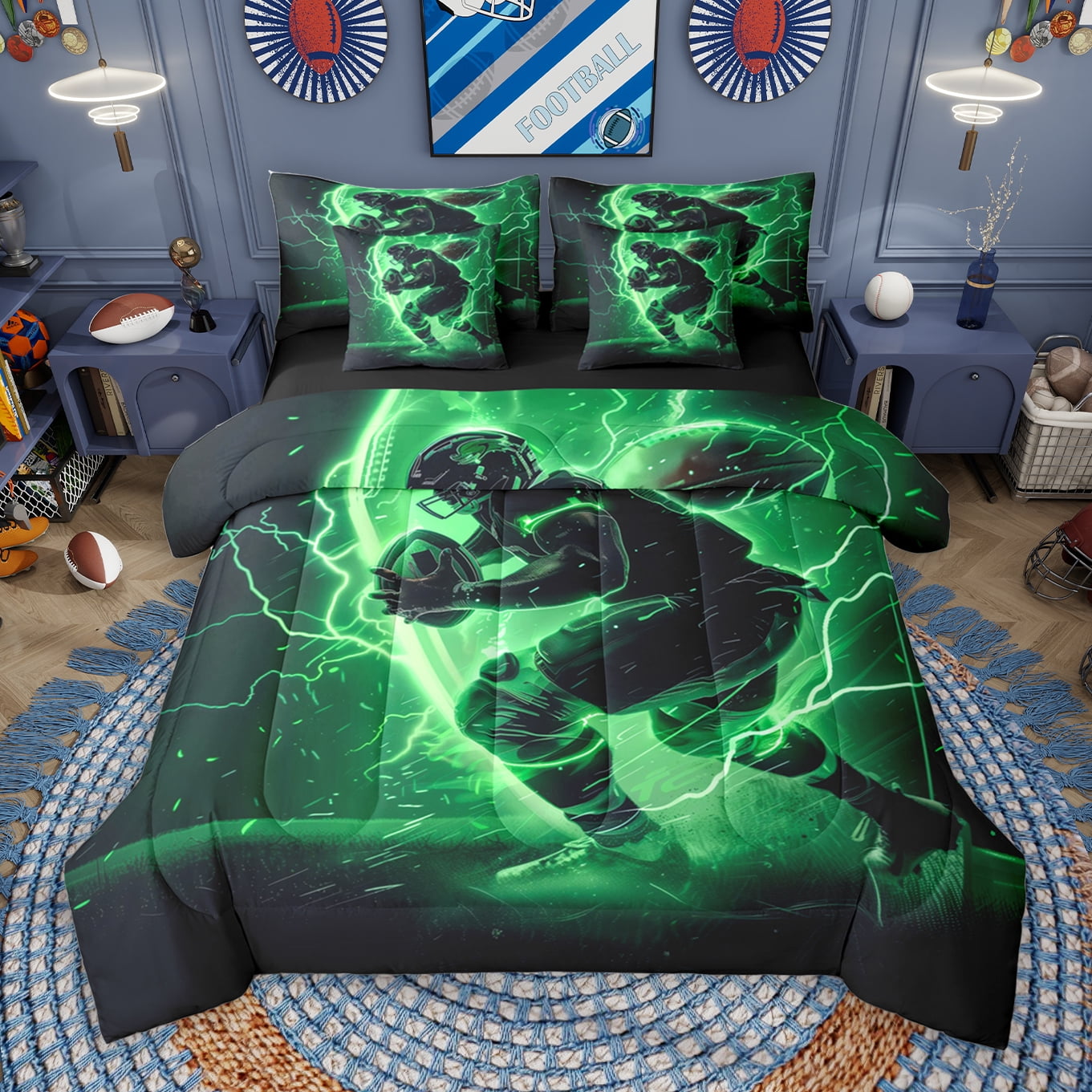 Manfei Rugby Lover 7-Piece Twin Bedding Sets,Ball Sport Game Bedding ...