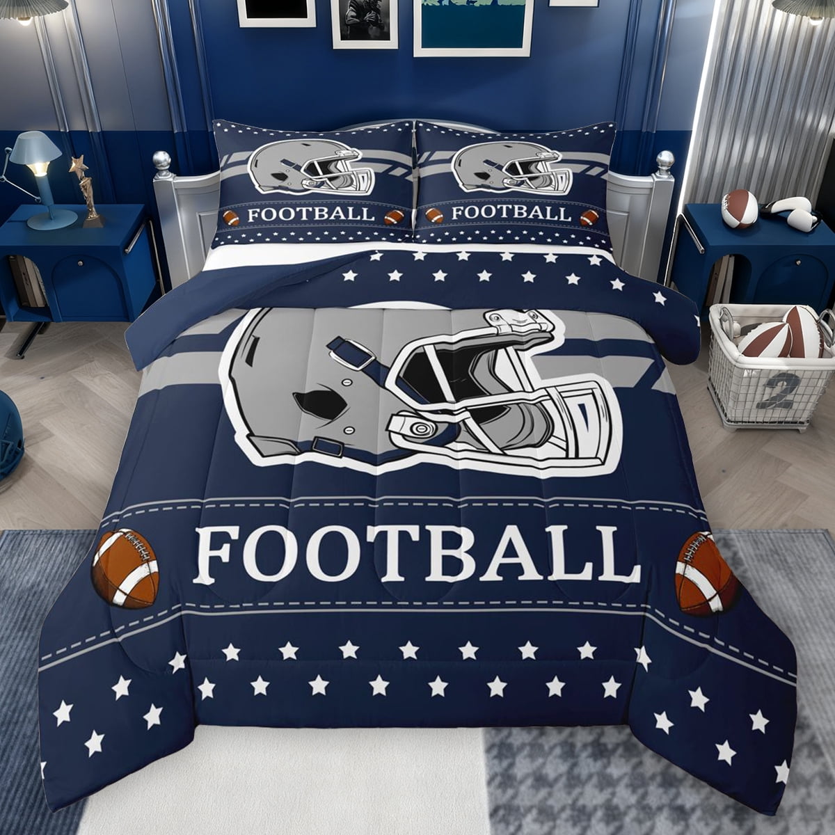 Manfei Rugby Sport Game Bedding Comforter Set,Football Helmet Twin ...