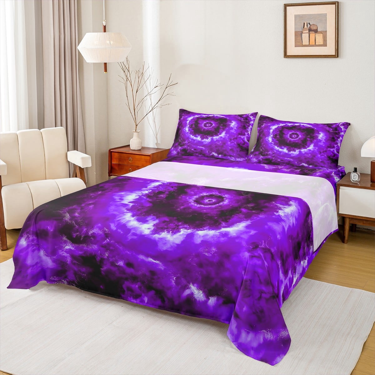 Manfei Rustic Artistic Bed Sheets Queen,bohemian Swirl Pattern Bedding ...