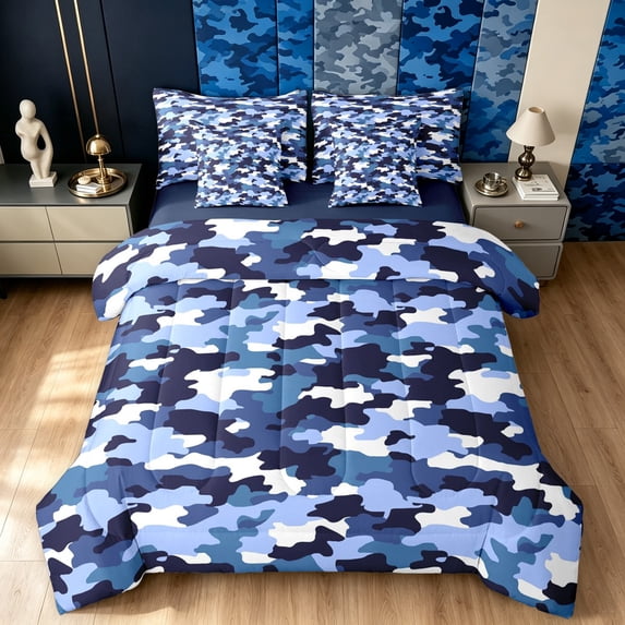 Manfei Rustic Camouflage Queen Bedding, Mid Century Camo Bedding ...