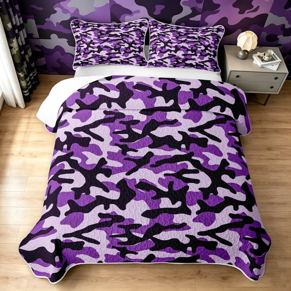Manfei Rustic Camouflage Quilt King, Modern Fashion Camo King Coverlet ...