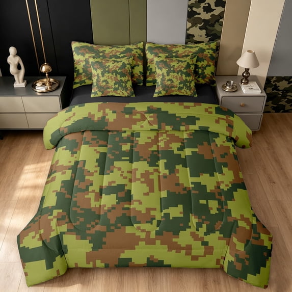 Manfei Rustic Camouflage Twin Bedding, Mid Century Camo Bedding ...