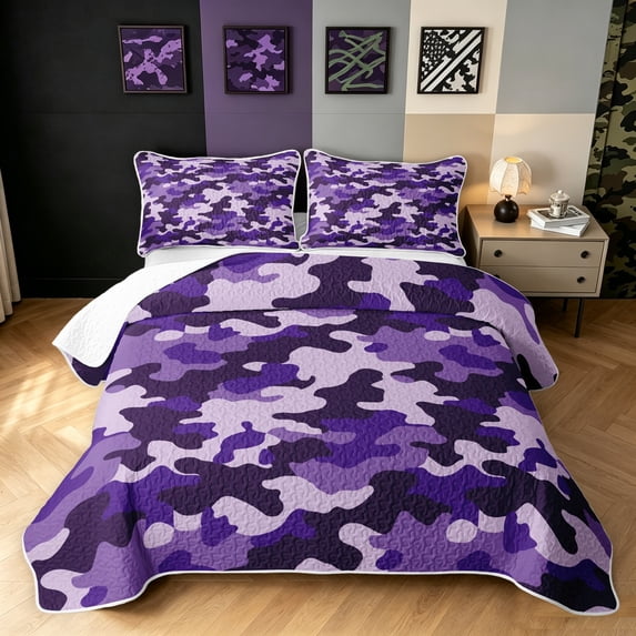Manfei Rustic Camouflage Twin Quilt Set, Countryside Camo Twin Coverlet ...