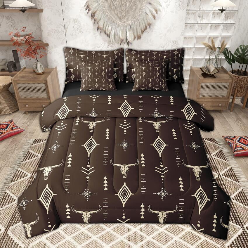 Manfei Rustic Farmhouse Bedding Comforter Set 7pcs, Hippie Exotic Aztec ...