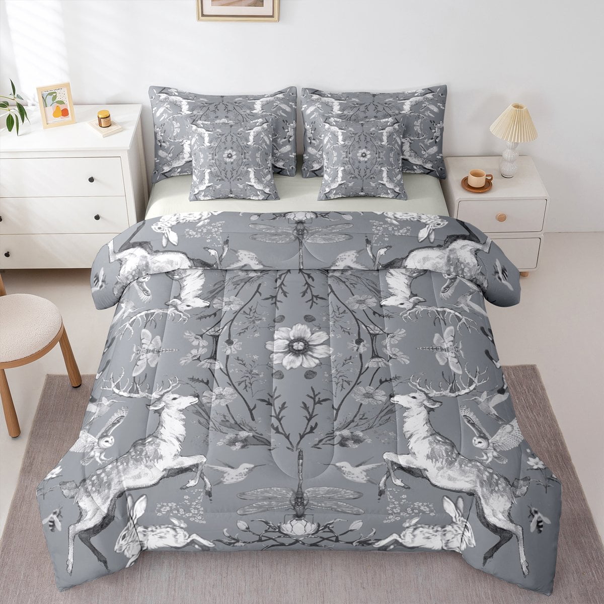 Manfei Rustic Farmhouse Cabin Bedding Comforter Set 7-Piece,Moose ...
