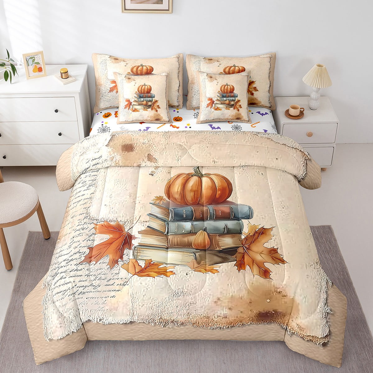 Manfei Rustic Farmhouse Cabin Bedding Comforter Set 7pcs,Autumn Fall ...