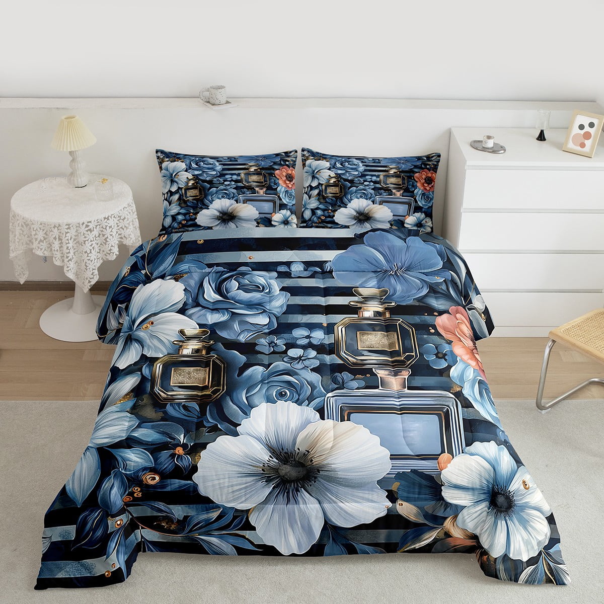 Manfei Rustic Flower Floral Bedding Comforter Set,Romantic Valentine'S ...