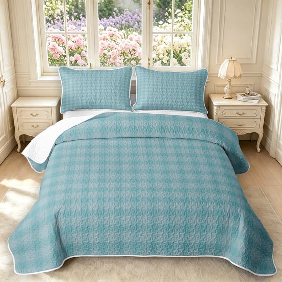 Manfei Rustic Grid Quilt Full,Modern Check Full Bedspread Sets,Teal ...