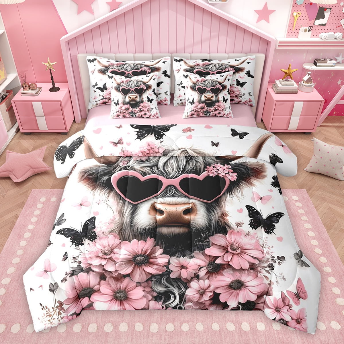 Homewish Rustic Highland Bull Bedding Comforter Set 7pcs for Teen ...
