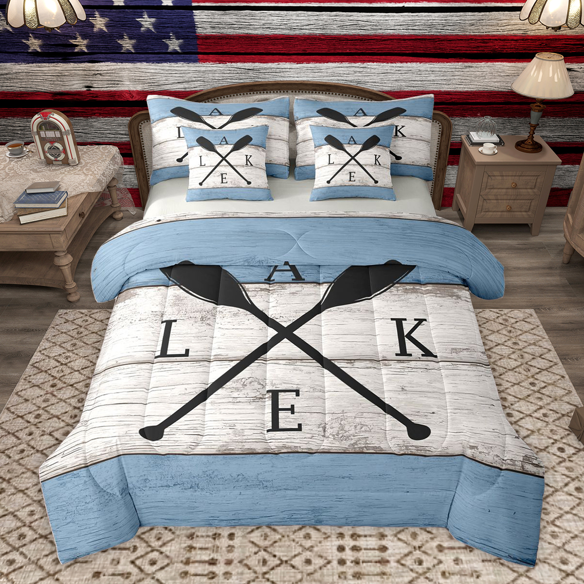 Homewish Rustic Lake House Bedding Comforter Set 7 Pieces for Boys ...