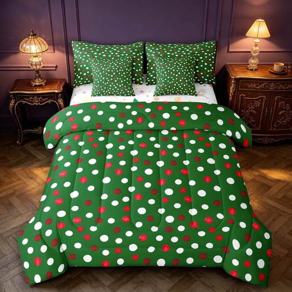 Manfei Rustic Polka Dot 7pcs Queen Bedding,Farmhouse Christmas Bedding ...