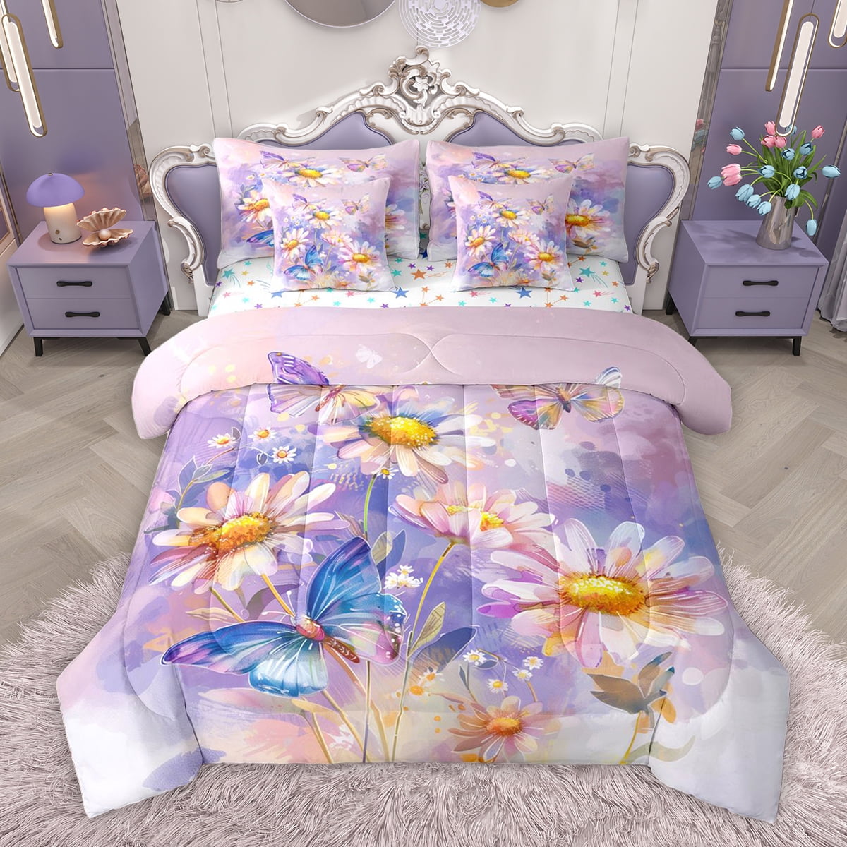 Manfei Rustic Vibrant Groovy Bedding Comforter Set 7pcs, Kawaii ...