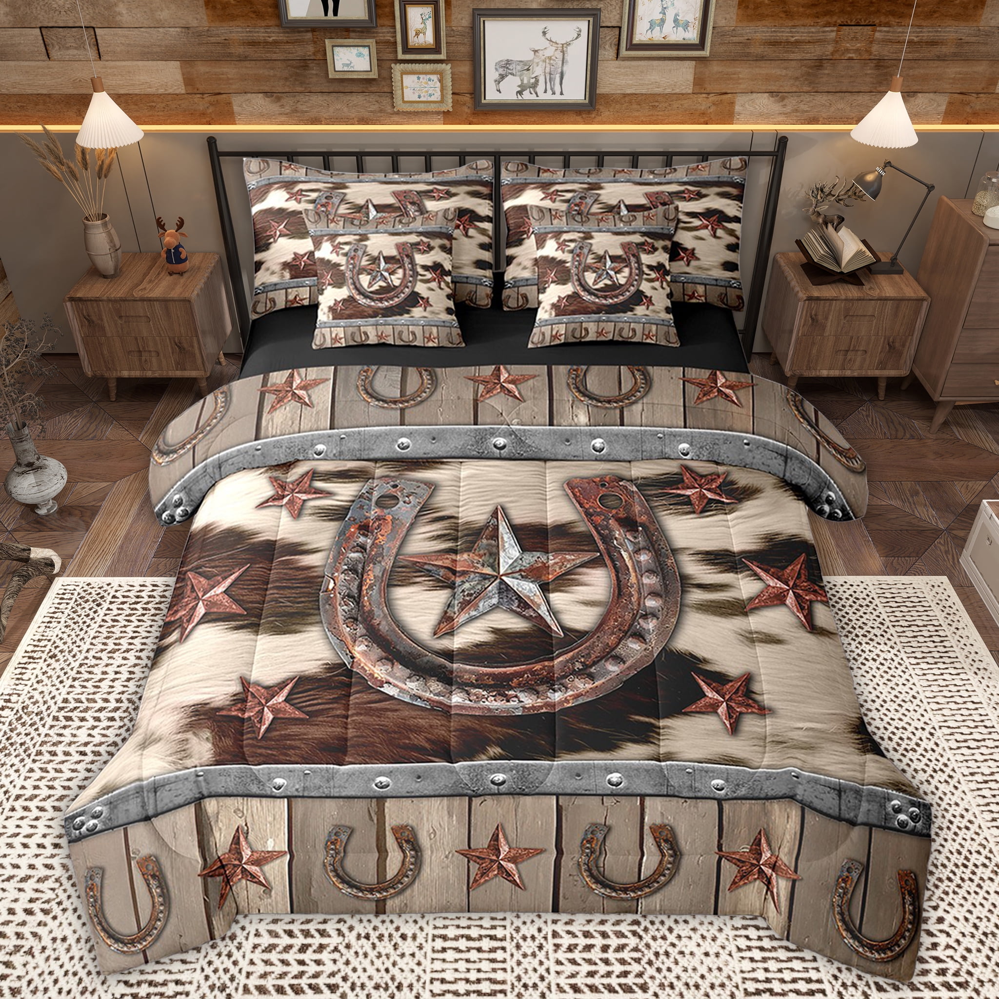 Manfei Rustic Western Bedding King Size, Texas Stars Bedding Sets King ...