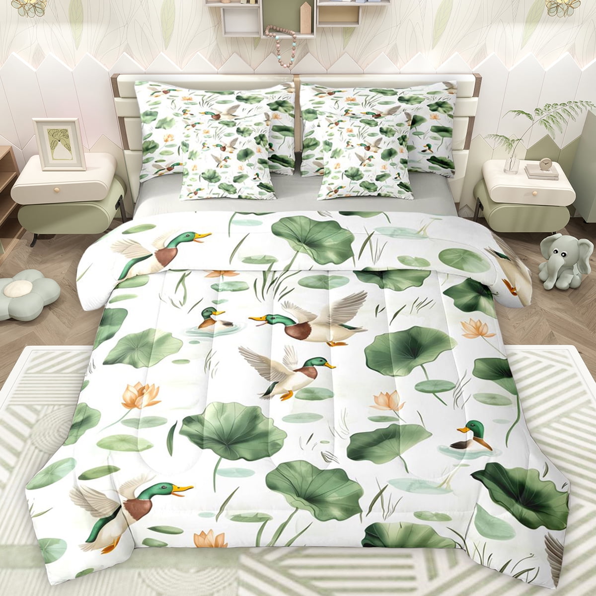 Manfei Rustic Wildlife Duck Bedding Comforter Set 7pcs for Kids ...