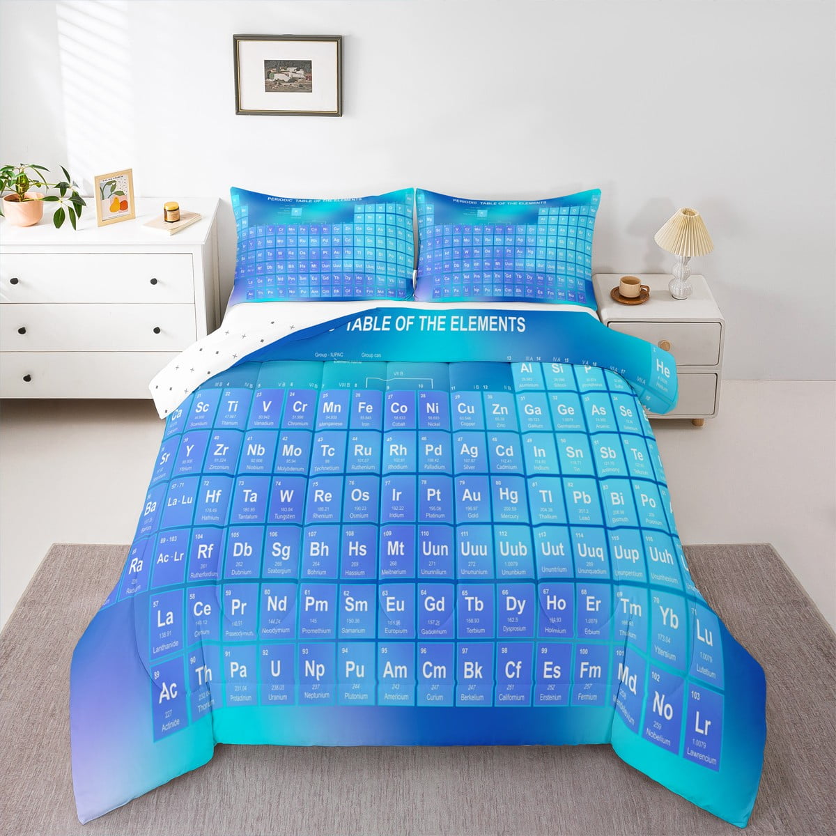 Manfei Science Queen Comforter Set,Periodic Table Of Elements Bedding ...