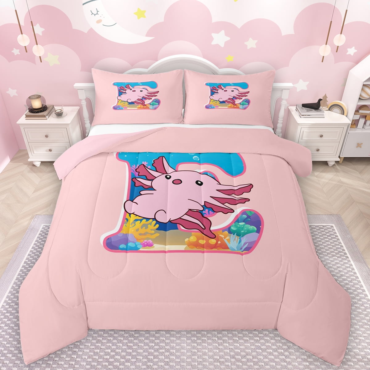Manfei Sea Animal Axolotl Bedding Comforter Set,Colorful Sealife Croal ...