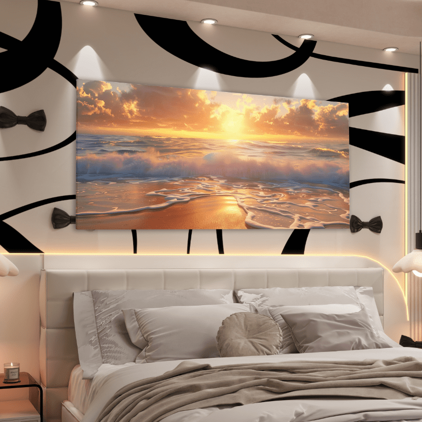 Manfei Sea Wave Wall Decor Room Decor 38x19, Tropical Beach Wall Art ...